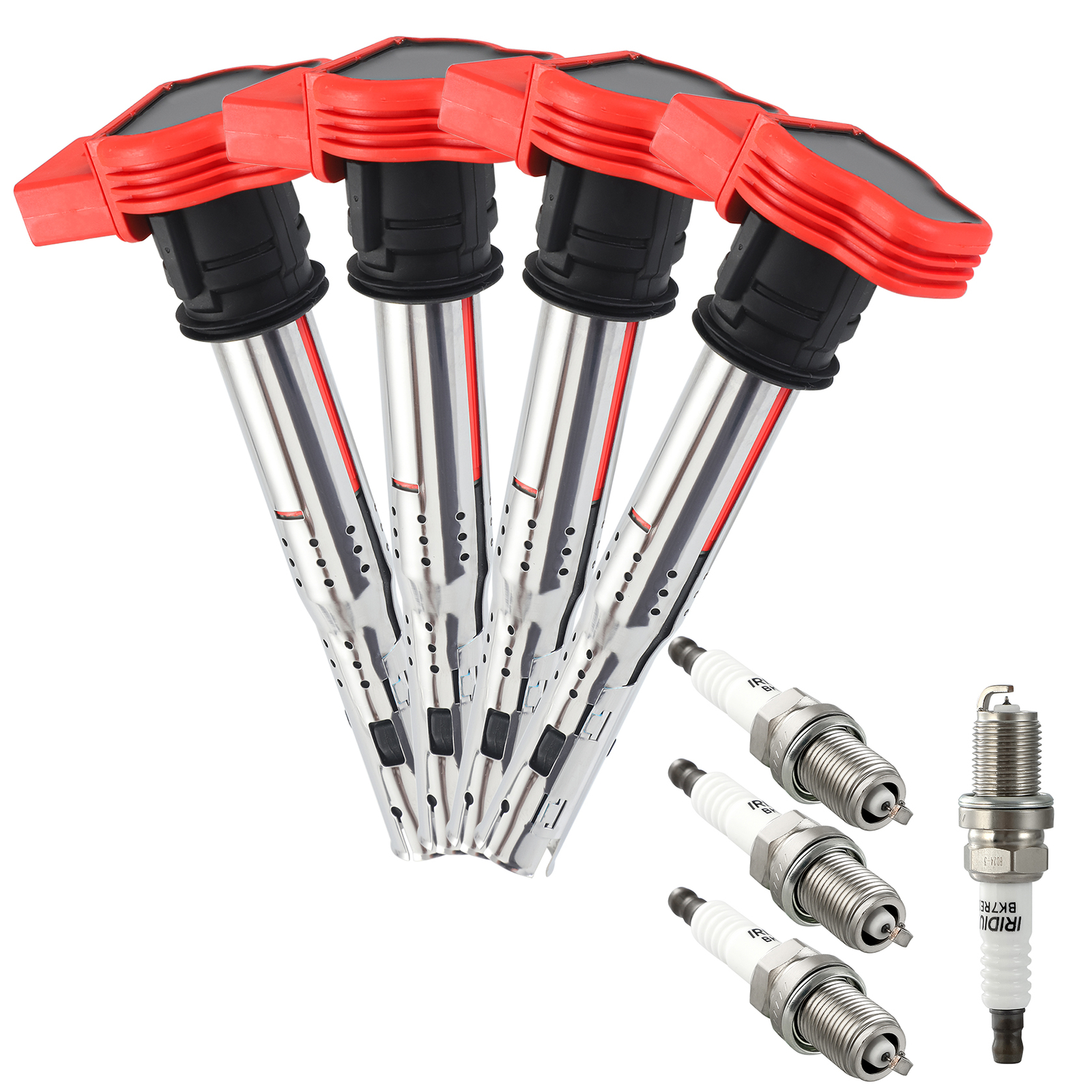 4 PACK IGNITION COILS SPARK PLUGS Kit for AUDI TT A4 VW GOLF JETTA GTI ...