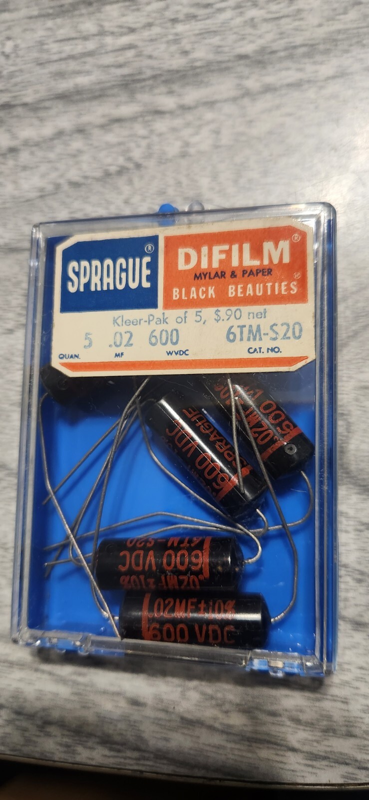 5 Vintage Sprague Black Beauty .02 MF 600vdc Capacitors 6tm-s20 160p ...