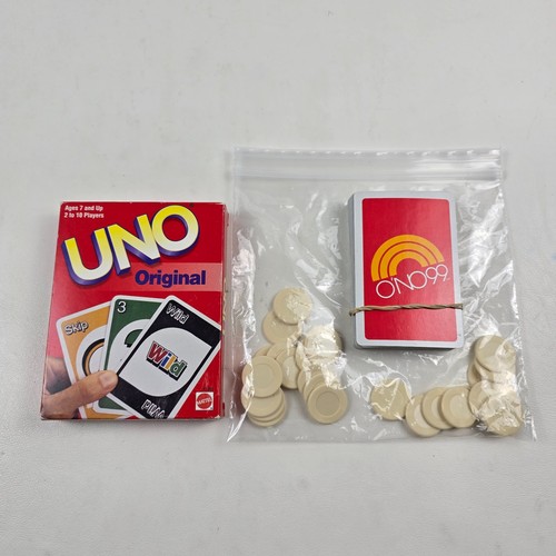 VTG Uno 1999 O'no 99 Card Game Mattel USA Chips COMPLETE Lot of 2 READ ...