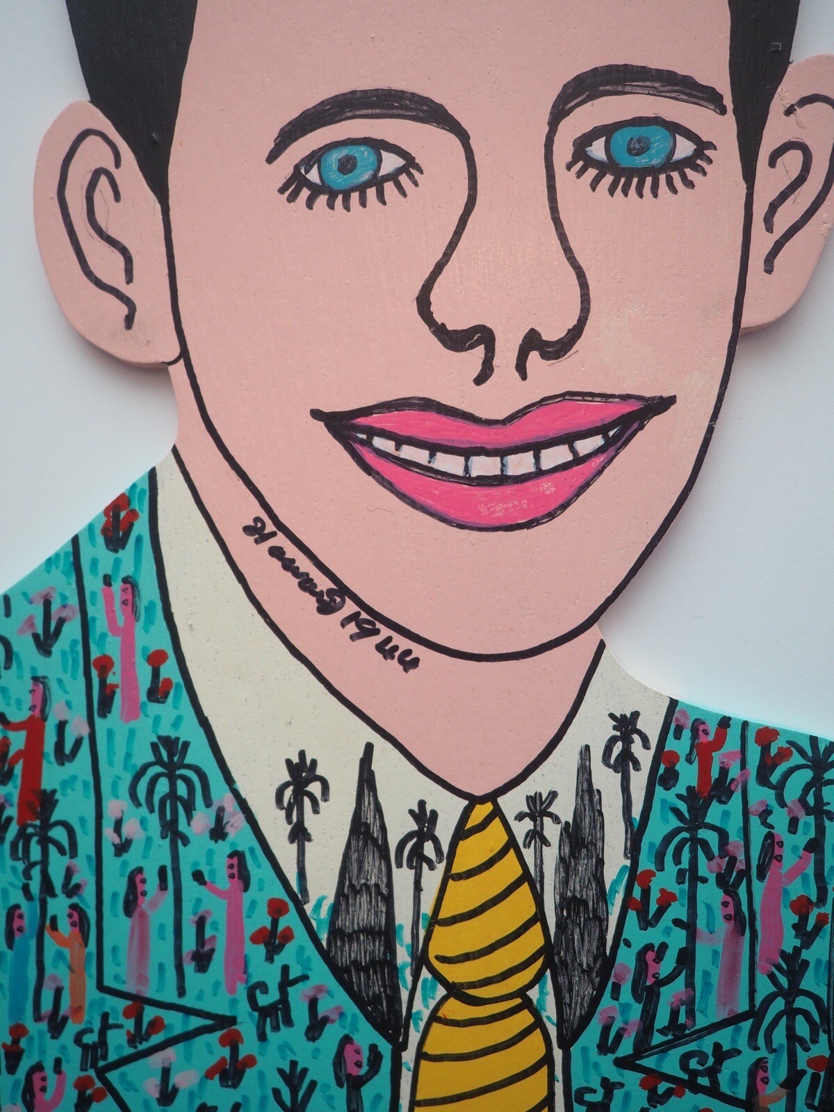 Large, Original Howard Finster in 1944 self-portrait on wood folk art ...