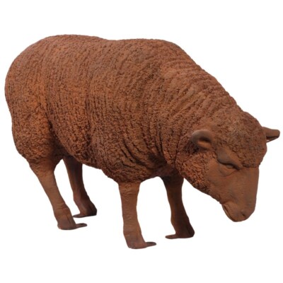 96CM LIFE SIZE MERINO EWE SHEEP RUST FINISH STATUE GARDEN/INDOOR LAWN ...