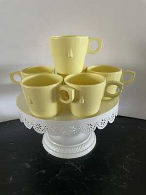 Vintage Prolon Ware Yellow Melamine Coffee Cups Set Of Six | eBay