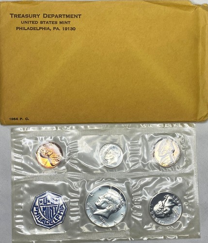 1964 US 5 Coin Proof Set Silver Coins and Envelope Philadelphia Mint | eBay