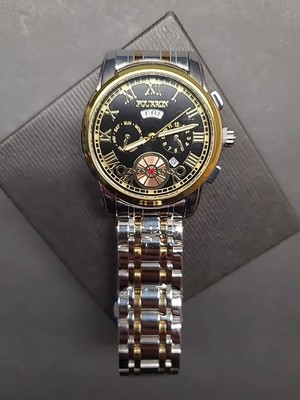 Fourron Men's Luxury Silver And Gold Watch With Black Dial 9 1/2 Inch ...