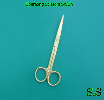 5 Operating Scissors Sharp-Sharp 4.5" Curved Full Gold Surgical ...