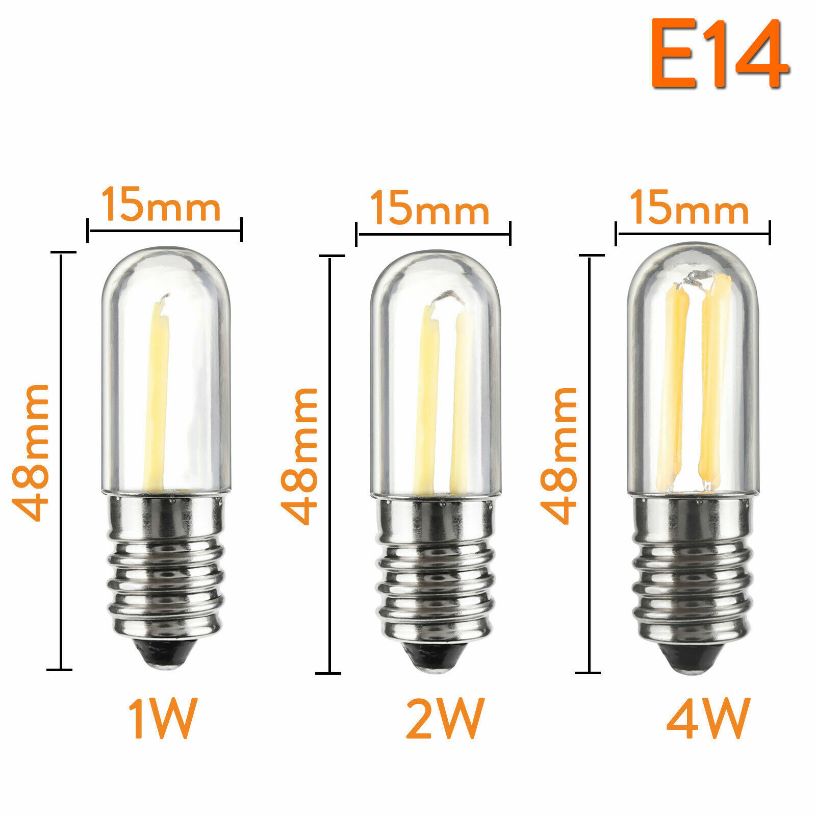 Mini E14 E12 LED Fridge Freezer Filament Light COB Dimmable Bulbs 1W 2W ...
