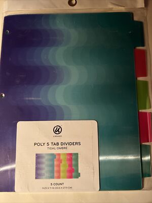 U-Brands 5ct Patterned Poly Tab Dividers - Tidal Ombre | eBay