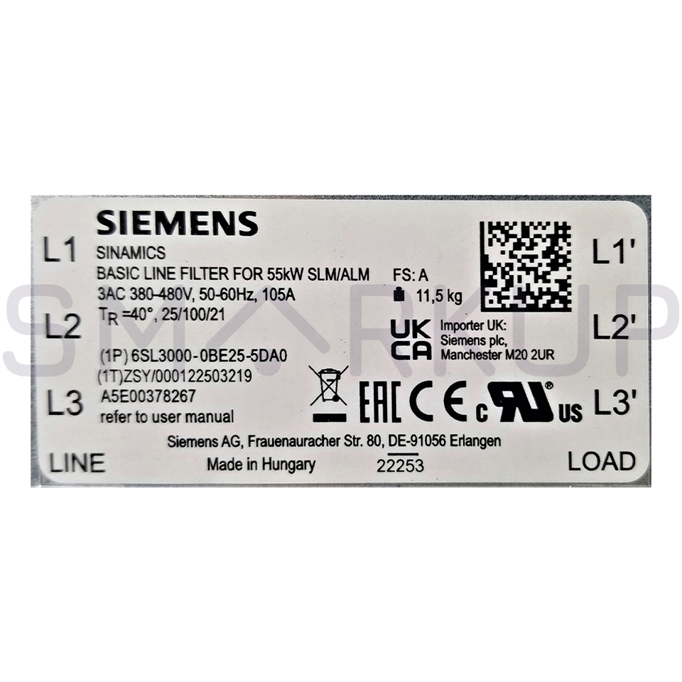 New In Box SIEMENS 6SL3000-0BE25-5DA0 A5E00378267 Line Filter | eBay