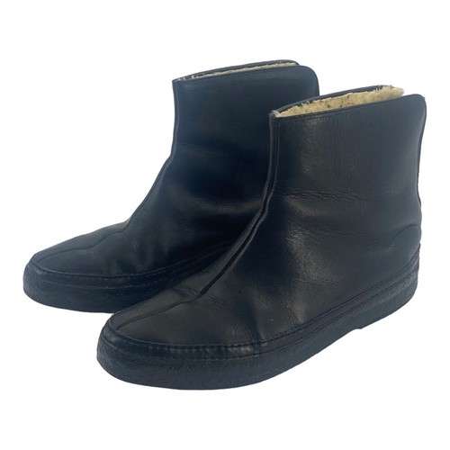 Vintage Bates Floaters Black Leather Ankle Boots Zip Back Fleece Lined ...