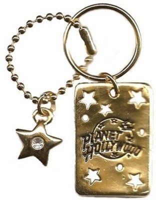 Planet Hollywood Logo Double Keychain Crystal Stone, Antique Gold Plate ...