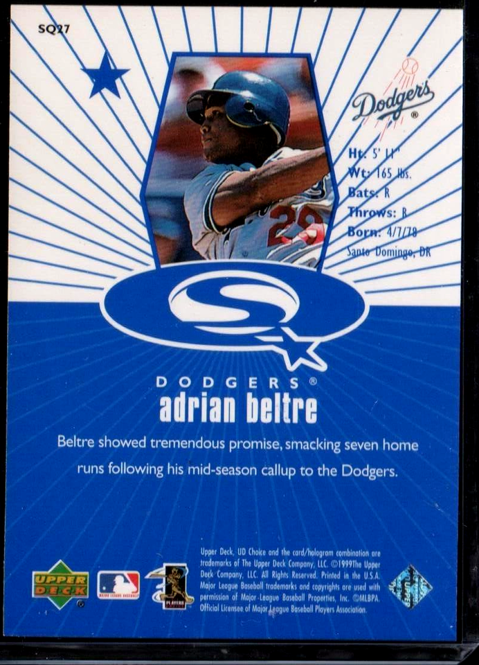 Adrian Beltre (Dodgers) 1999 UD Choice Starquest Blue SQ27 Mint+ | eBay