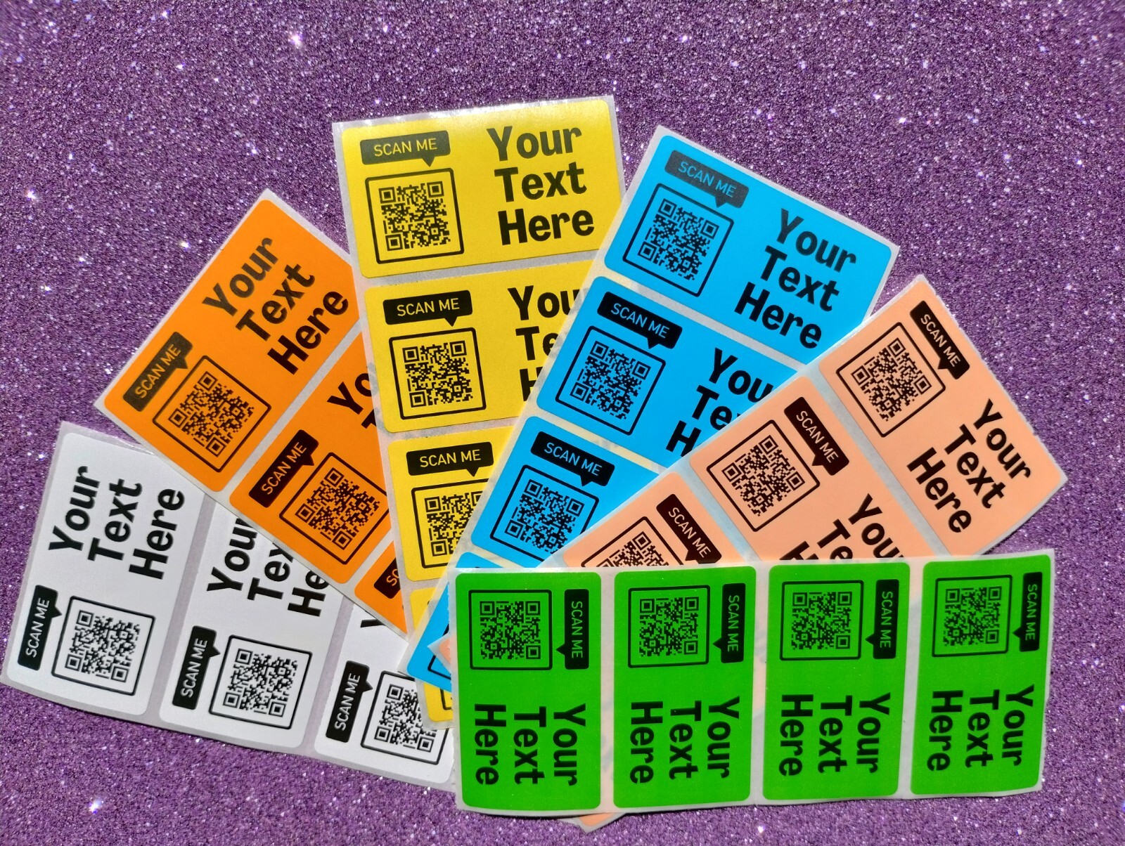 50 CUSTOM PRINTED QR CODE LABELS STICKERS SCRATCH RESISTANT 2.25" SMALL ...