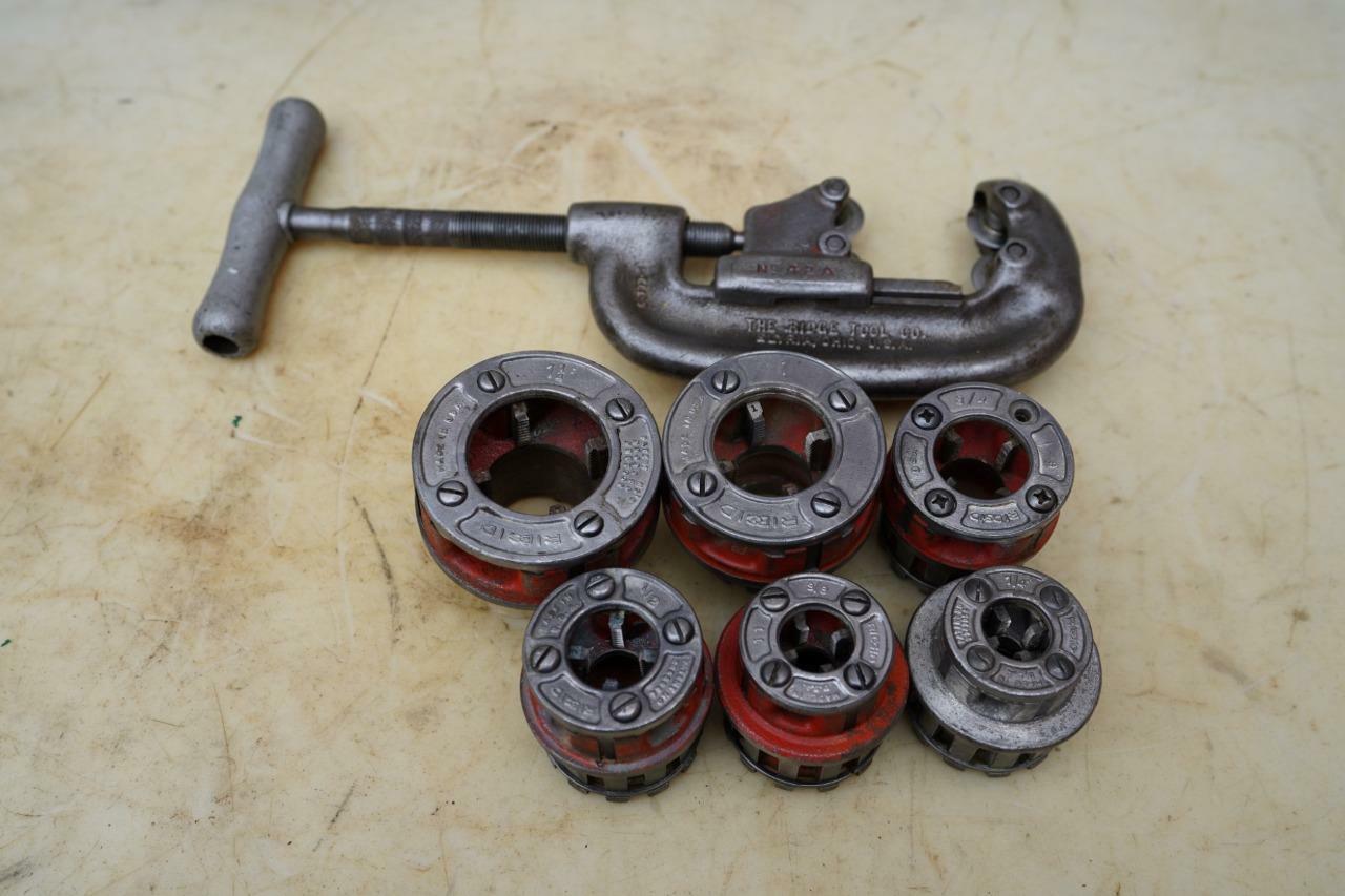 Greenlee 111R 1/4 to 1 1/4 Pipe Threader Set & Pipe Cutter Works Fine ...