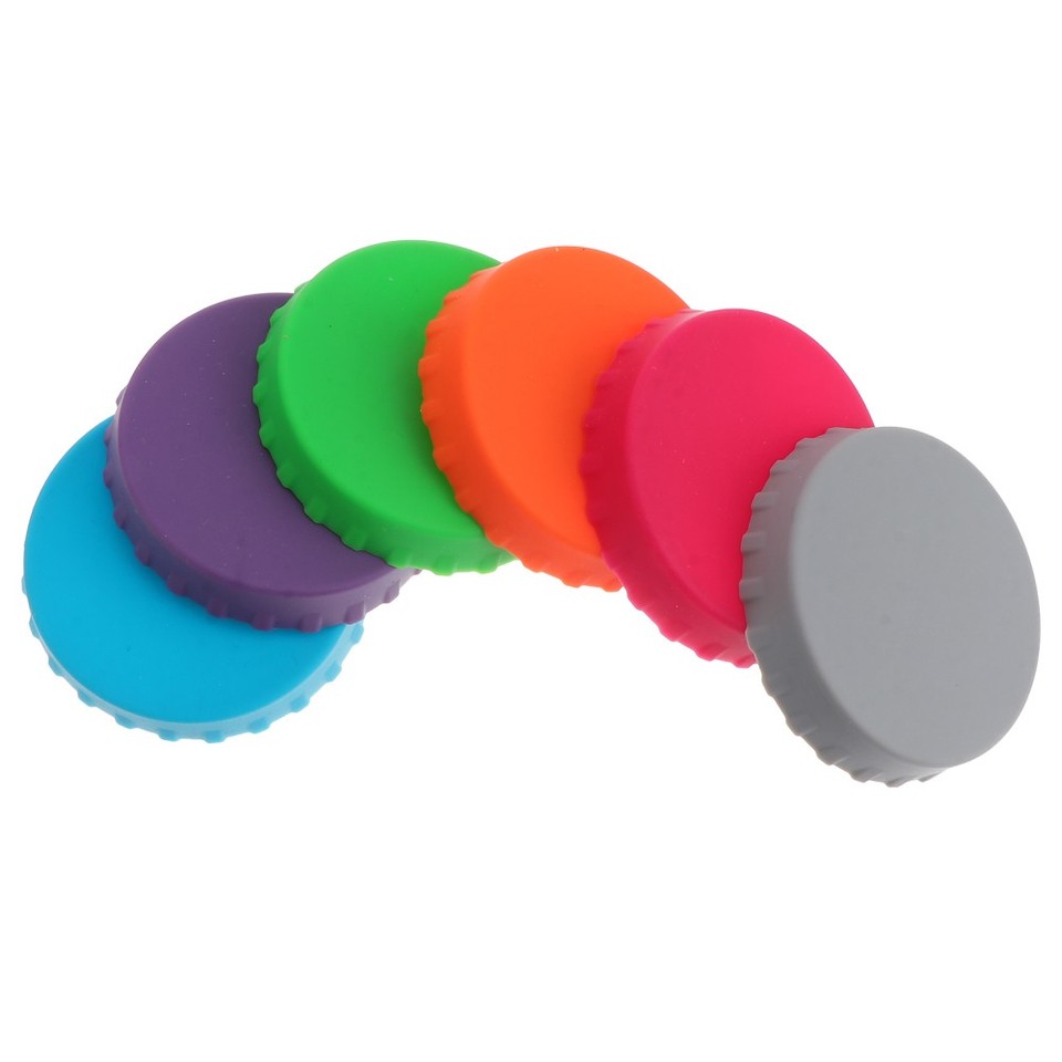 6 Pcs Can Drink Protector Silicone Sealed Bottle Cap Lids Cove Open ...