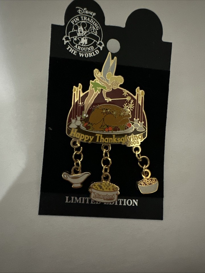 Disney Tinker Bell Trading Pin Happy Thanksgiving 2004 Turkey Dangle LE ...