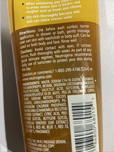 Neutrogena Pre Sunless Scrub Tan Prep Exfoliating Microbeads 6.7 oz HTF ...