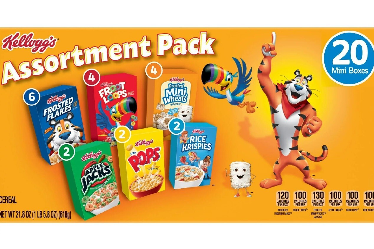 Kellogg's Assortment Pack Variety Pack Cold Breakfast Cereal, 21.8 oz ...