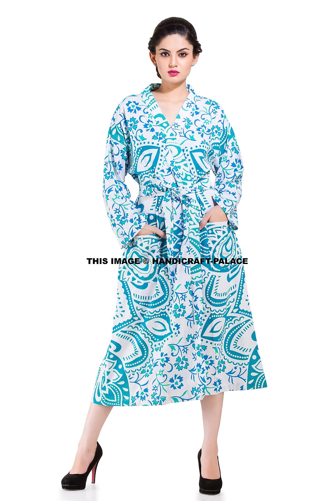 Women Green Robe Indian Mandala Robes Bridal Wedding Bridesmaid Gown ...