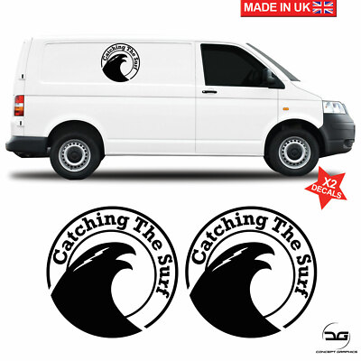 Large Catching The Surf Van Adventure Sticker Decal Camper Transporter ...