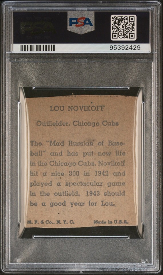 1943 MP&CO R302-1 Lou Novikoff Hand Cut PSA 3 | eBay