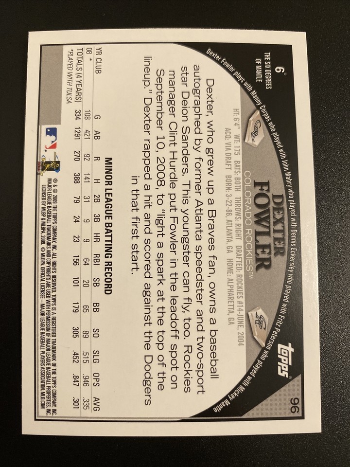 2009 Topps Baseball #96 Dexter Fowler Colorado Rockies | eBay