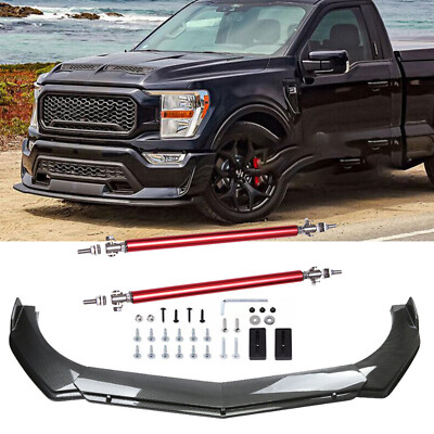 For Ford F150 F-150 Carbon Front Bumper Splitter Spoiler Body Kit Strut ...