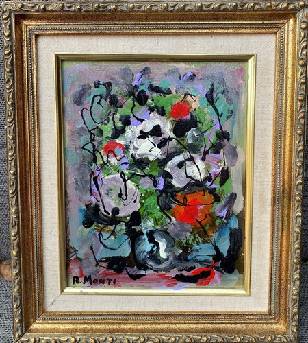 Rocco Monticolo, R Monti, Abstract Still Life Flowers in Vase Oil ...