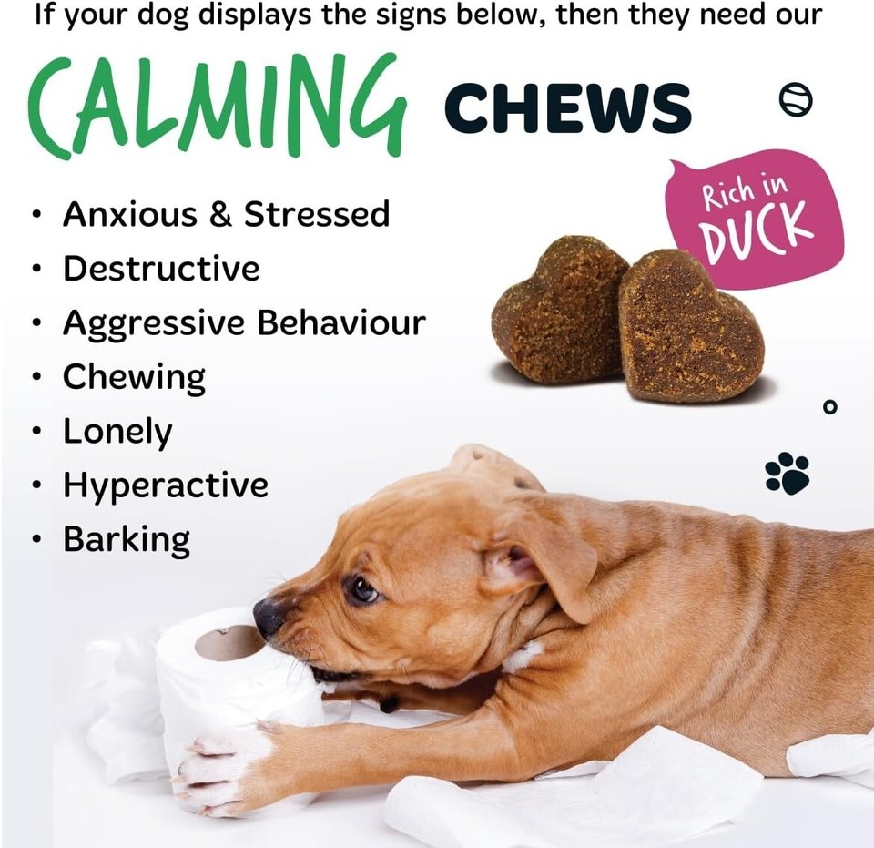 BUGALUGS Calming Calm Dog Treats Stress Free Anxiety Duck Flavor All ...