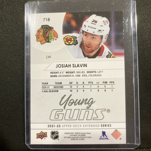 Josiah Slavin Upper Deck Young Guns #718 Chicago Blackhawks 2021-22 | eBay