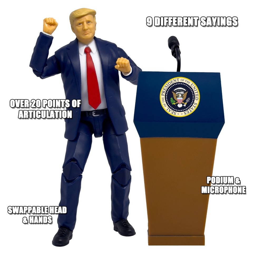 President Trump Talking Action Figure With Deluxe Articulation & Podium ...