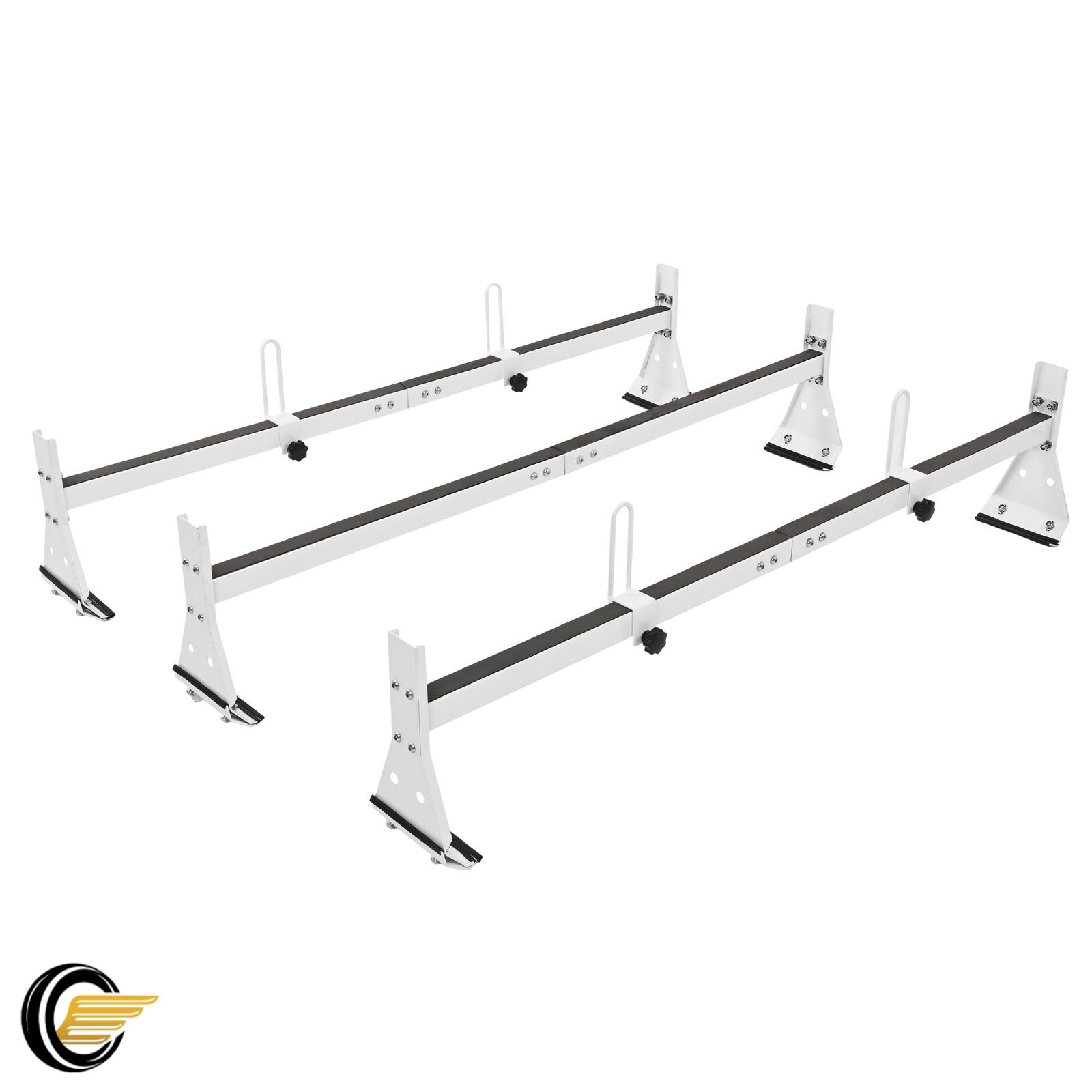 Ladder Roof Racks Steel White Rack For GMC Savana Fullsize Van 3 bar ...