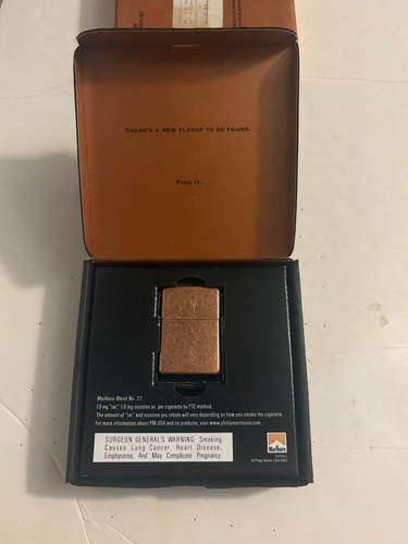 MARLBORO Blend No. 27 Antique COPPER Finish Vintage Zippo Lighter Unfired MINT | eBay
