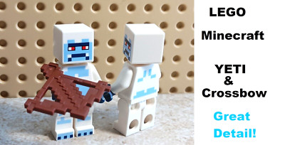 LEGO Minecraft Figure YETI Snowman MONSTER Red Brown CROSSBOW Ice ...