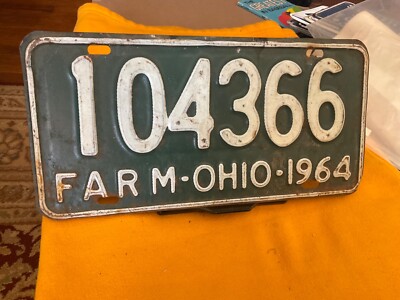 Ohio License Plate 104366 Farm 1964 Rustic | eBay