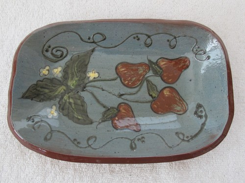 2003 Eldreth Pottery 8-1/2" Redware Strawberry Small Serving dish ...