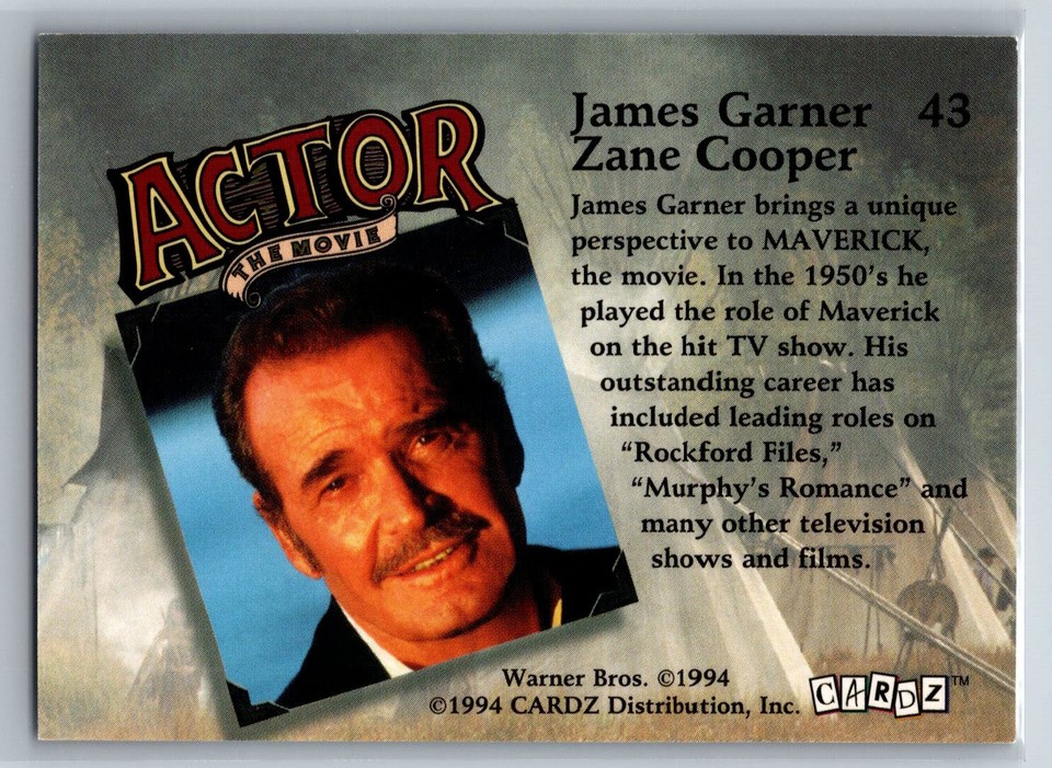 1994 Cardz Maverick the Movie Zane Cooper James Garner #43 | eBay