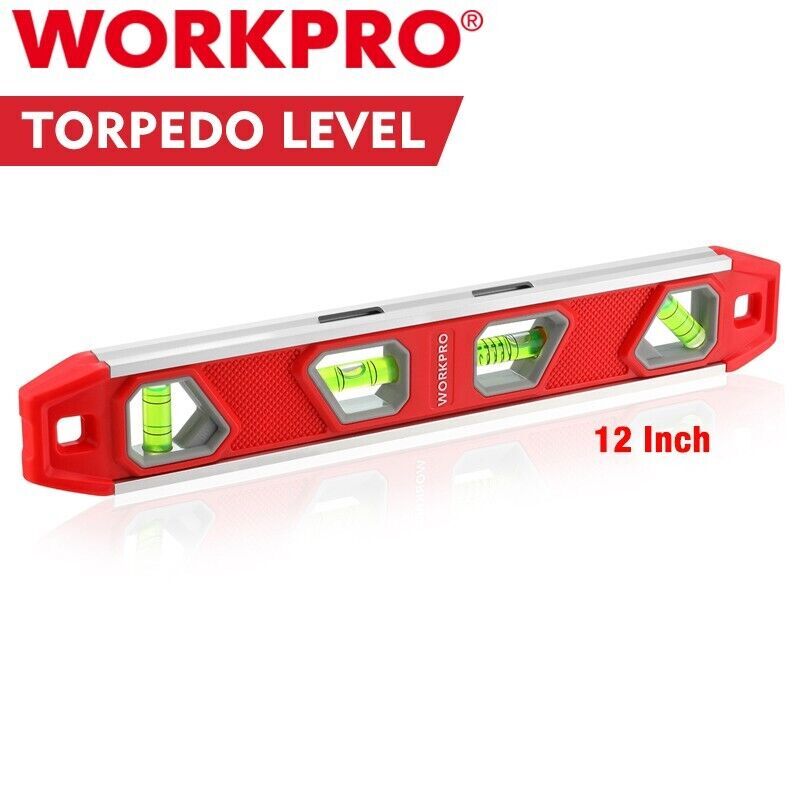 WORKPRO 12 Inch Torpedo Level, Magnetic Small Leveler Tool Aluminum ...