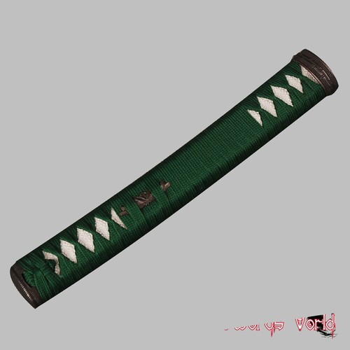 Green Handle Tsuka Alloy Fittings Imitated Rayskin For Japanese Katana ...
