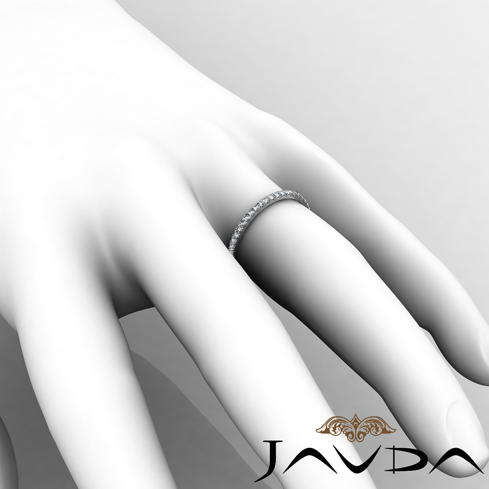 Micro Prong Round Diamond Women Wedding Band Eternity Ring 14k White ...