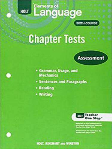 Elements of Language: Chapter Test Teacher Workbook 9780030991547| eBay