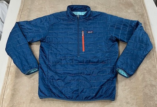 Patagonia Nano Puff Jacket Men M Blue Pullover 1/2 Half Zip Primaloft ...
