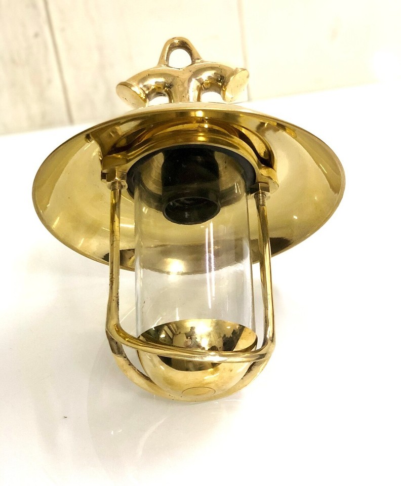 Industrial Handmade Marine brass Hanging Ship Light with Hook & Brass ...