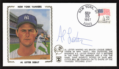 AL LEITER Signed FDC First Day Cover New York Yankees Debut Z Silk ...