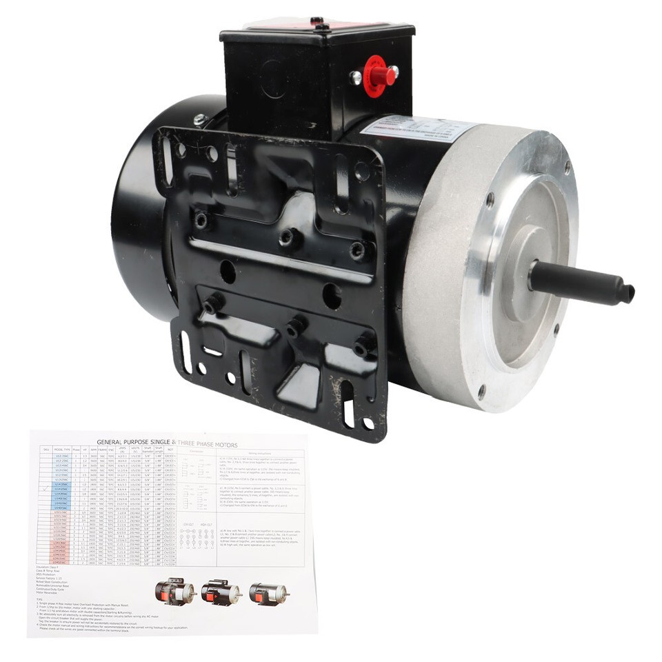 Electric Motor 1/2HP 56C 1750RPM 1Phase TEFC 60HZ General Purpose Motor ...