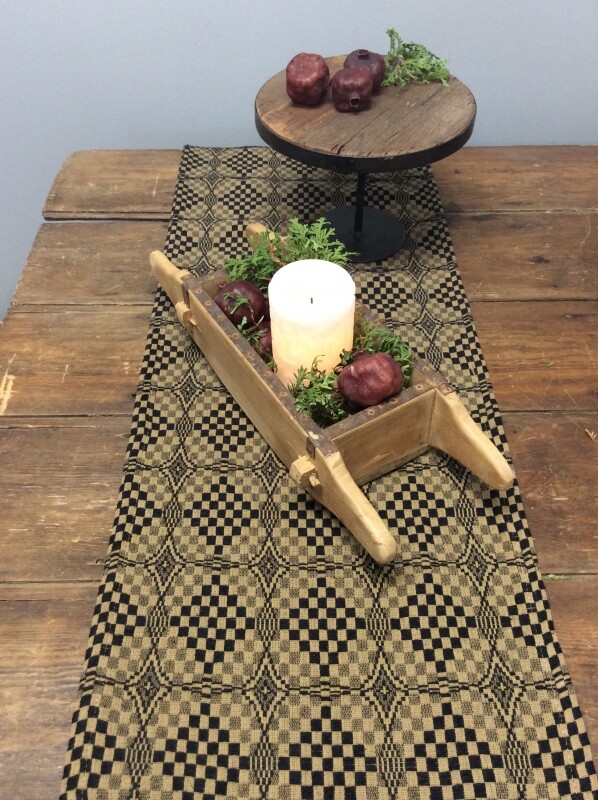 NEW Primitive TABLE RUNNER Deep BLACK TAN SHADOWBROOK Woven 32" x 14 ...
