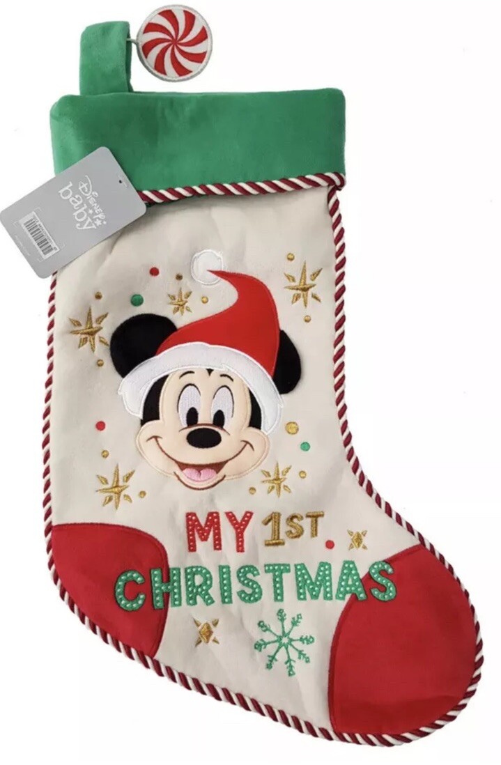 Disney Store Santa Mickey Mouse "My 1st Christmas" Stocking for Baby ...