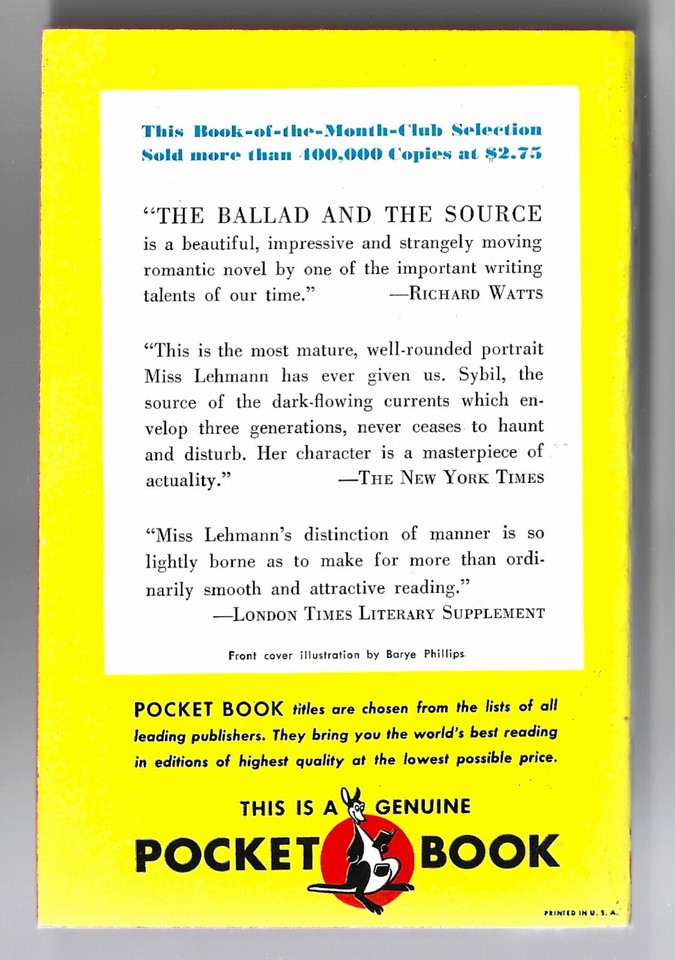 Rosamond Lehmann BALLAD AND THE SOURCE Pocket Book #536 Romance 1948 ...