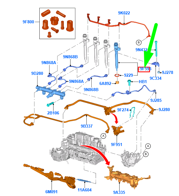 FORD EDGE MK2 Fuel Injector Assy 2407504 DS7Q-9F593-BB NEU ORIGINAL ...