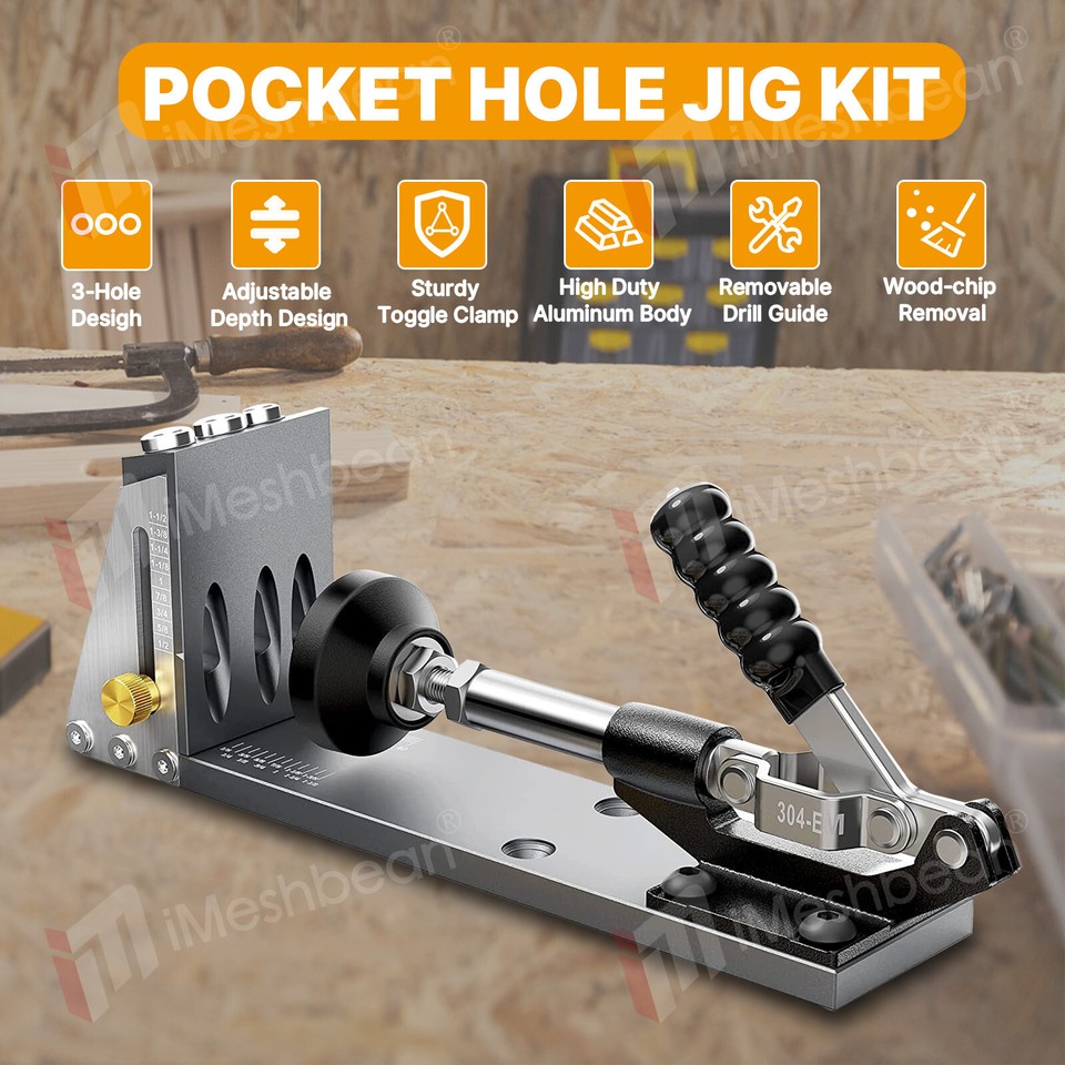 Pocket Hole Jig Kit Joinery Pocket Hole Drill Guide Jig Woodworking ...