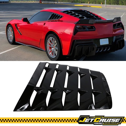 Fits 14-19 Chevy Corvette C7 Gloss Black Rear Window Louver Sun Shade ...